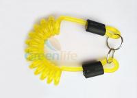 China Anti - Lost 7MM Bungee Coil Tool Lanyard With 2pcs Split Ring Yellow Colour for sale