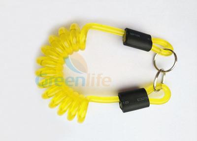 China Anti - Lost 7MM Bungee Coil Tool Lanyard With 2pcs Split Ring Yellow Colour for sale
