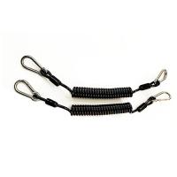 China Black Elastic Spring Tool Lanyard 100mm Coil Stainless Steel Carabiner Drop Protection for sale