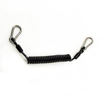 China Black Elastic Spring Tool Lanyard 100mm Coil Stainless Steel Carabiner Drop Protection for sale