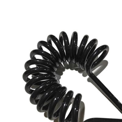 China 8mm Black PU Coiled Retention Rope Custom Length Durable Cable Without Accessory for sale