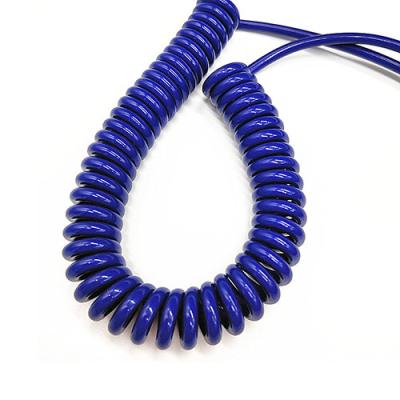 China Custom Thick Bright Blue Polyurethane Tubing Coil Safety Tool Lanyard 80kg Capacity for sale
