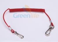 China Stretchable Red Coil Tool Lanyard With Swivel Clips Custom Retainer for sale