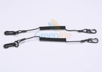 China Elastic Coil Tool Lanyard 2.5mm Cord 1m Extended Safety Tether with Metal Hooks Black for sale