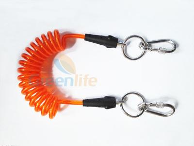 China PU Coil Tool Safety Lanyard 5.5mm Cord 1.5m Extended Length with Clamped Ends for sale