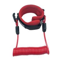 China 1.6M Expanding Red Jet Ski Engine Stop Coil Rope with Soft Heavy Wrist Strap for sale