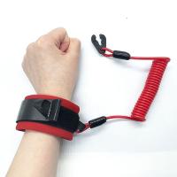 China 1.6M Expanding Red Jet Ski Engine Stop Coil Rope with Soft Heavy Wrist Strap for sale