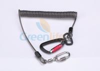 China Black Retractable Safety Lanyard 5.0mm Auto Lock 2m PU Coil Tool Tether with Carabiner for sale