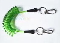 China PU Coated Stainless Steel Coil Tool Lanyard Tether 1.5 Meter Green Transparent for sale