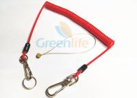 China Fall Protection Red 4.0mm Bungee Cord Lanyard Coiled Tool Tether 2m Extended Length for sale