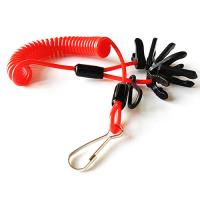China Motorboat Accessory Engine Kill Red Coiled Rope With Keys / J-Hook for sale