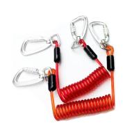 China Safe Steel Elastic Spring Tool Lanyard 1.5m TPU Coil with Aluminum Carabiners for sale