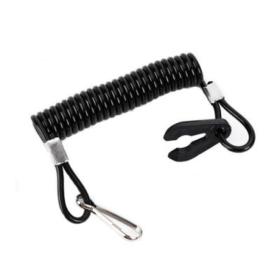 China Universal Jet Ski Safety Lanyard Black Spiral Emergency Killcord 3 Feet Coil for sale