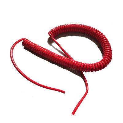 China Red PU Spring Lanyard Rope Custom Different Size Steel Wire Inside or Without for sale
