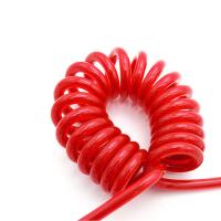 China Red PU Spring Lanyard Rope Custom Different Size Steel Wire Inside or Without for sale