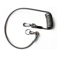 China Custom Long Spiral Coil Tool Lanyard 3mm Nylon Core Clear PU Coated 2000mm Extended for sale