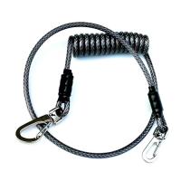 China Custom Long Spiral Coil Tool Lanyard 3mm Nylon Core Clear PU Coated 2000mm Extended for sale