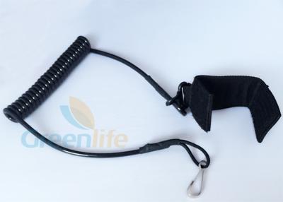 China Black Nylon Strap Pistol Retention Lanyard 4.0mm Cord 1.4m Stretched Length for sale