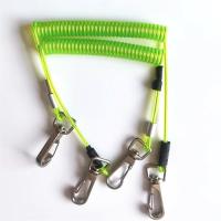 China Stainless Steel Coiled Cable Tool Lanyard 2M Expanding Hot Green Safety Leash for sale