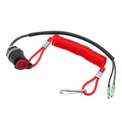China Red Coil Lanyard Kill Switch Cord for Outboard Motor 12cm Length PU for sale