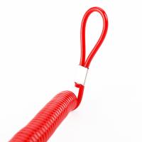 China Extendable Polyurethane Cord Flexible Coil Lanyard Red Stretched Kill Cord for sale