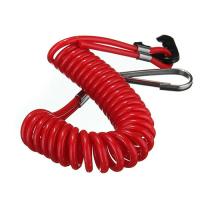 China Extendable Polyurethane Flexible Coil Lanyard Red Stretched Kill Cord for sale