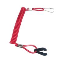 China Extendable Polyurethane Flexible Coil Lanyard Red Stretched Kill Cord for sale