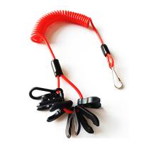China Motorboat Accessory Engine Kill Red Coiled Rope With Keys / J-Hook for sale