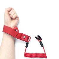 China Red / Blue / Black Floating Kill Switch Cord Coiled Lanyard With Wrist Strap for sale