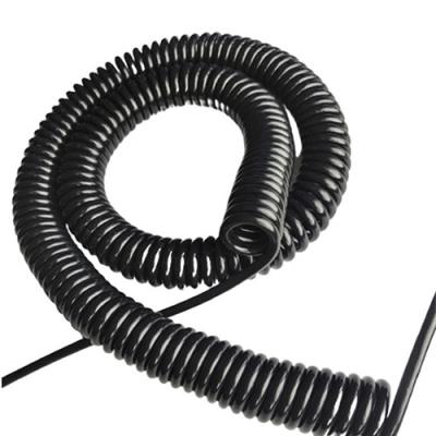 China Solid Black TPU Coating Security Spiral Cable Custom Long 1 / 1.2 / 1.5 / 3 / 5M for sale