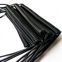 China Custom TPU Spiral Coiled Cable 1.2-8.0mm Multi-Purpose Black Coil Lanyard for sale