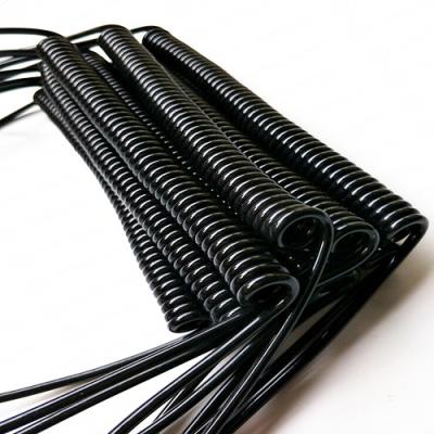 China Custom TPU Spiral Coiled Cable 1.2-8.0mm Multi-Purpose Black Coil Lanyard for sale