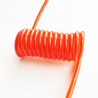 China Securing Steel Wire Coil Spring Lanyard Clear Orange Plastic PU Coated for sale