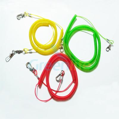 China Eco Friendly PU Coil Lanyard 5M with Lobster Clasp Hook for Securing Fishing Rods Tools for sale