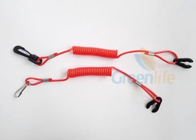 China Universal Red Jet Ski Safety Lanyard 3.5mm PU Coil Kill Switch for Outboard Motors for sale
