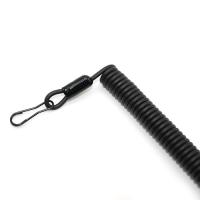 China Matt Black Coiled Pistol Lanyard 2M Expanding Duty Belt Loop Tactical Security for sale