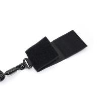 China Black Tactical Coiled Pistol Lanyard 130mm Unstretched 1m Extension Nylon Web Snap Hook for sale
