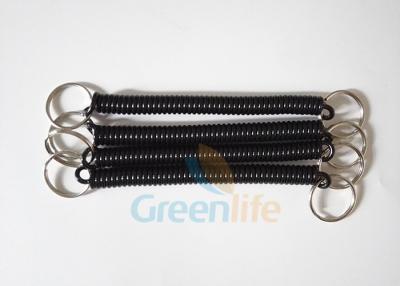China Flexible TPU Retractable Coil Cord Tether with Split Rings Both Ends 2.3mm Cord 100mm Unstretched for sale