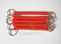 China Red PU Coated Retractable Tool Lanyard 25mm Split Ring Heavy Duty Key Tether Cord for sale
