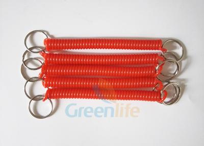 China Red PU Coated Retractable Tool Lanyard 25mm Split Ring Heavy Duty Key Tether Cord for sale
