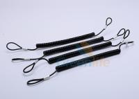 China Adjustable Coiled Key Lanyard PU Plastic Black 1.2mm Cord 50cm Unstretched for sale
