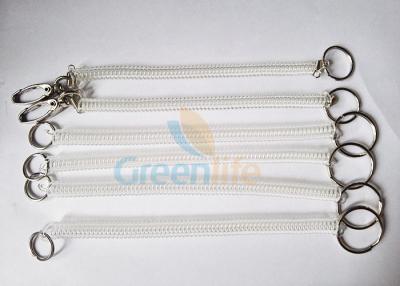 China Transparent Coiled Key Lanyard 2.0mm PU Abrasion Resistant Safety Tether 50cm Unstretched for sale