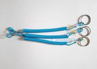 China EVA Stretchable Sky Blue Coiled Key Lanyard 30mm Split Ring Attaching for sale