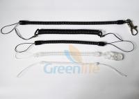 China Black / Clear Coiled Key Lanyard Custom Length Spiral Elastic Key Cords for sale