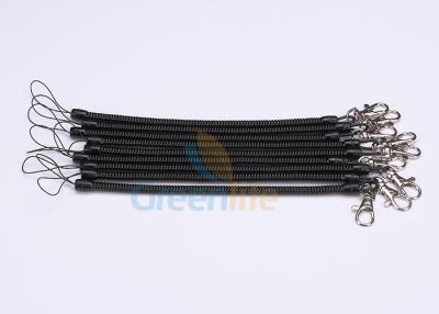 China Slim TPU Tubing Coil Lanyard 2mm Diameter 16cm Black Spiral Spring Key Chain for sale