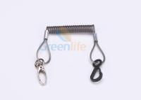 China Vinyl Coated Plastic Coil Lanyard 500mm 5kg Load with Custom Metal Plastic Clips for sale