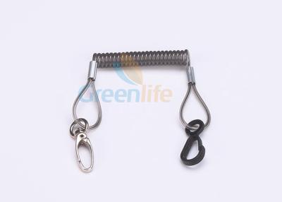 China Vinyl Coated Plastic Coil Lanyard 500mm 5kg Load with Custom Metal Plastic Clips for sale