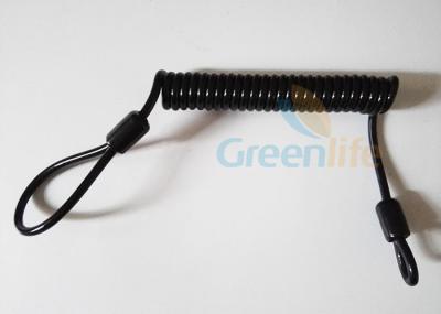 China Black Cord Loop 3.0MM Plastic Coil Lanyard Durable With Black Sleeve 2pcs for sale
