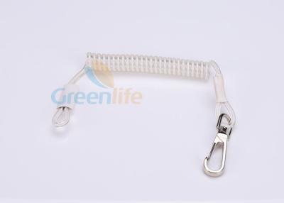 China 5 Inch White Core Coil Tool Lanyard Clear Coated Plastic 1.5m Extended Length for sale