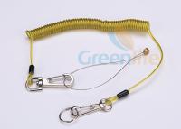 China Yellow Vinyl Coating Scaffold Tool Lanyard 3.0mm Dia Retractable Coil Lanyard with Hooks for sale